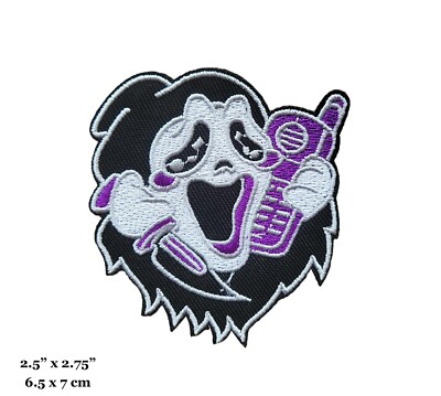 Scream Horror Movie Ghost Face Phone Scene With Knife Embroidered Iron ...