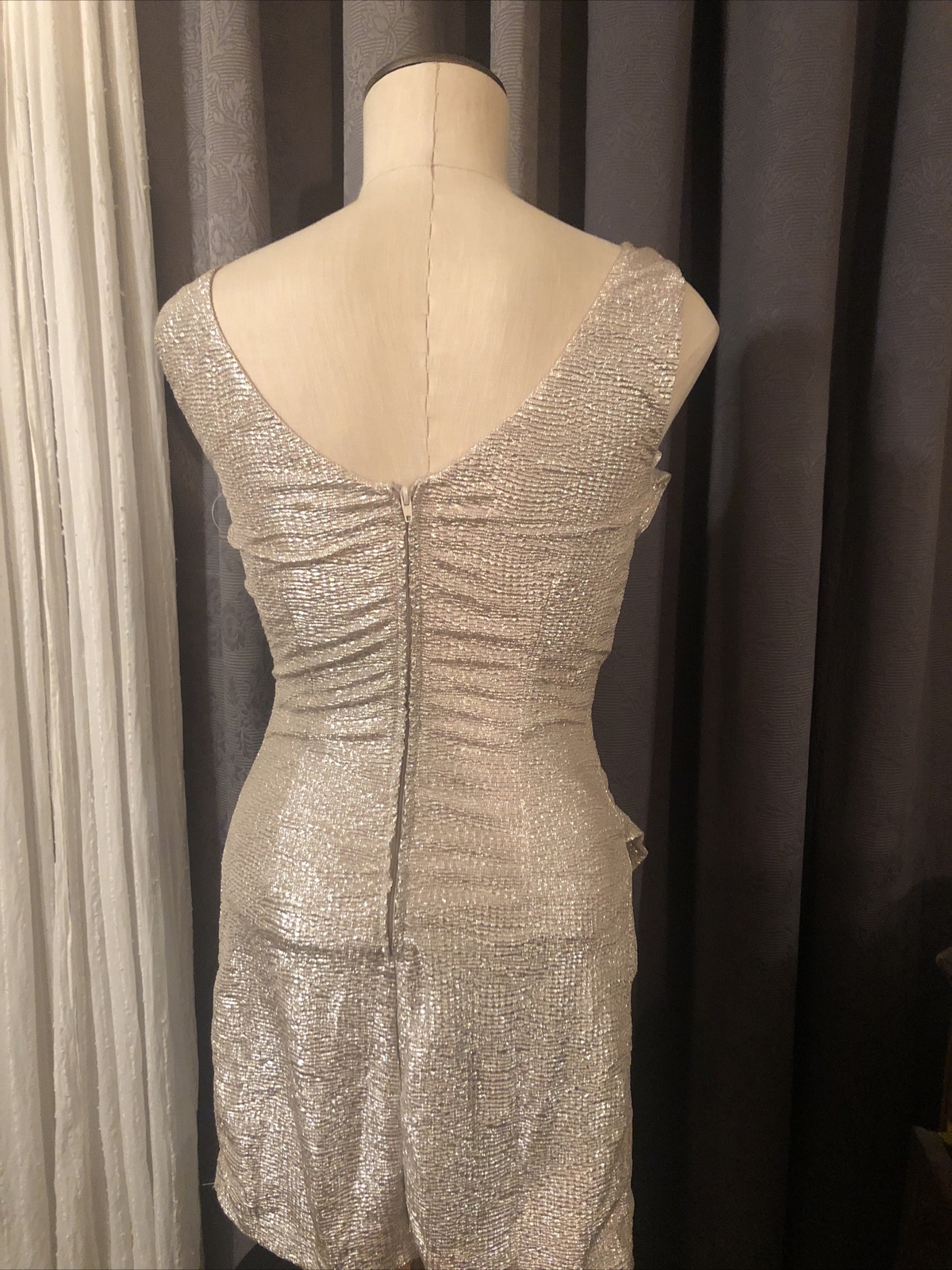 Hailey Logan By Adrianna Papell Silver Ruffle Bodycon Dress Sz. S ...