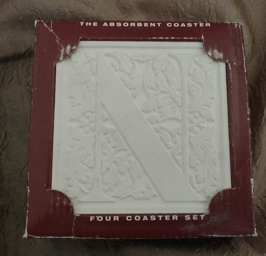 AbsorbaStone Coasters Monogram Letter N Set of 4 Cork Backed | eBay
