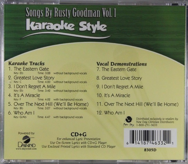 Songs by Rusty Goodman Volume 1 Christian Karaoke Style CD G Daywind 6 ...