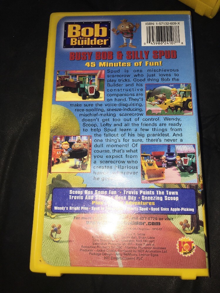 Bob the Builder- Busy Bob & Silly Spud, yellow clamshell (VHS, 2002 ...