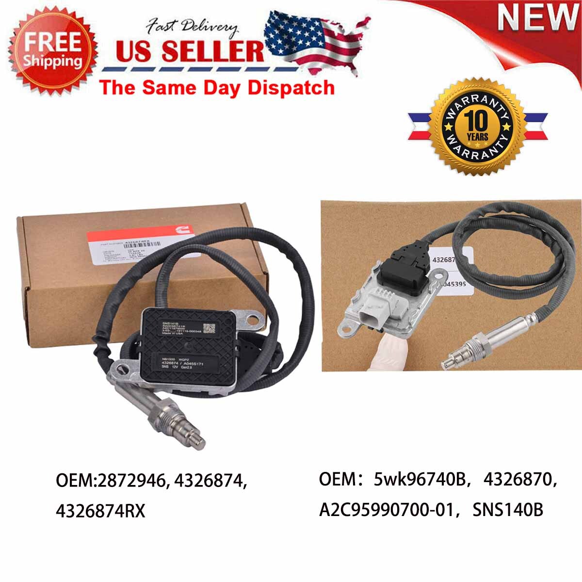 Set Of 2 Inlet+Outlet Nox Sensors For Cummins Diesel Engine 4326874RX ...