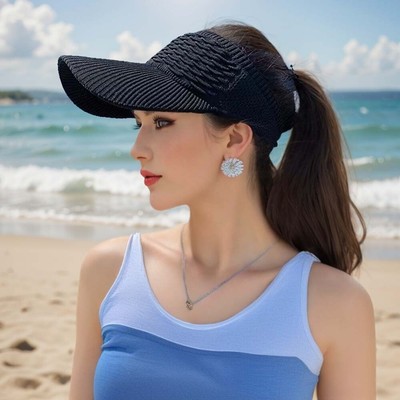 Women Summer Outdoor Sport Adjustable Sun Visors Golf Empty Top Caps ...