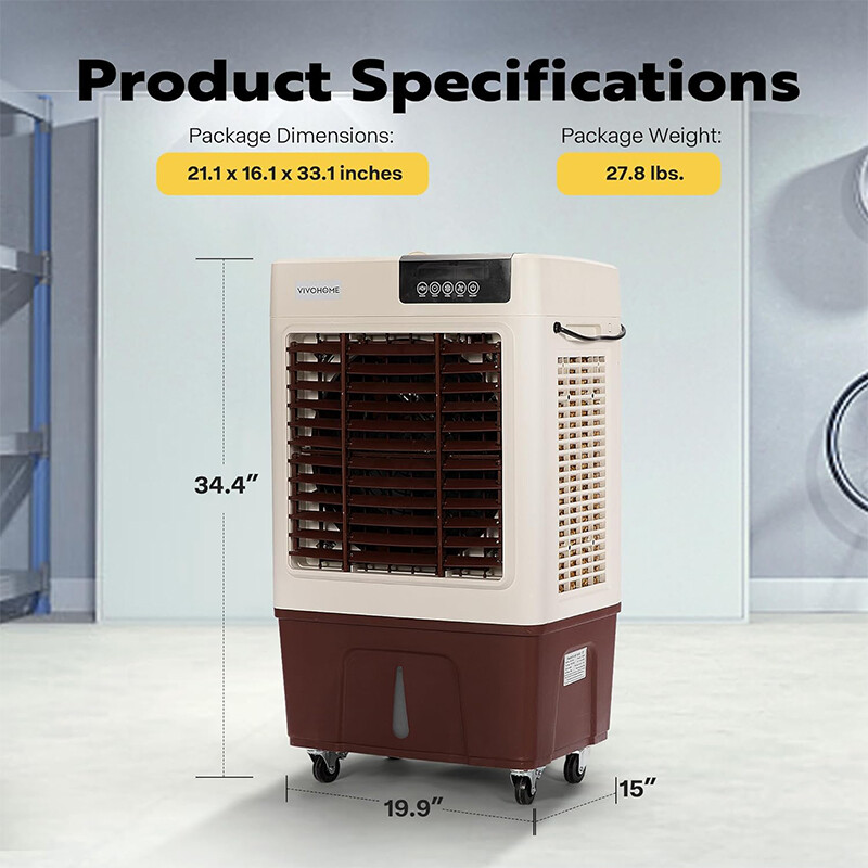 Evaporative Cooler,2400CFM Air Cooler, Swamp Cooler 8 Gallon 3 Fan ...