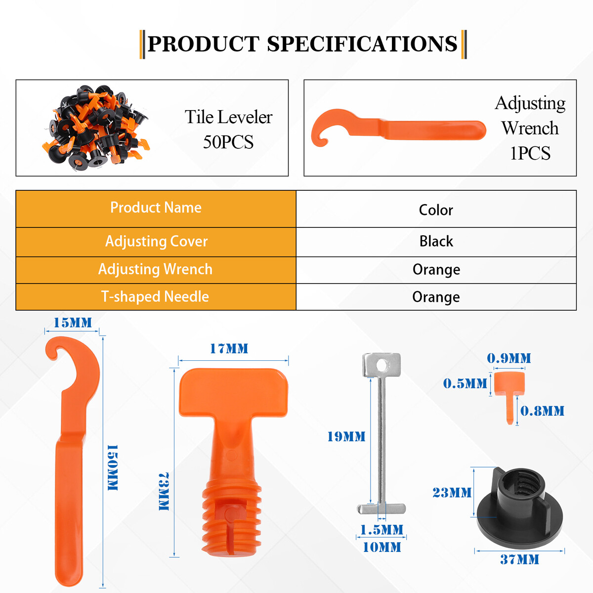 50 Pcs/Pack Reusable Anti-Lippage Tile Leveling System Positioning T ...