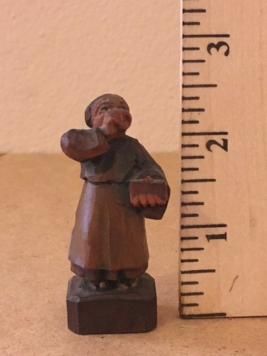 VINTAGE GERMAN WOOD MONK FRIAR FIGURINE MINIATURE | eBay