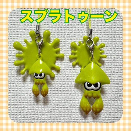 Splatoon Squid Strap Mascots 2 pcs Yellow Ink Splash & Inkling Figure ...