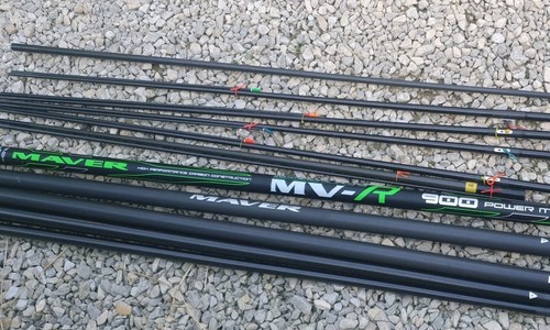maver 9 metre power margin fishing pole & 5 elasticated top kits ...
