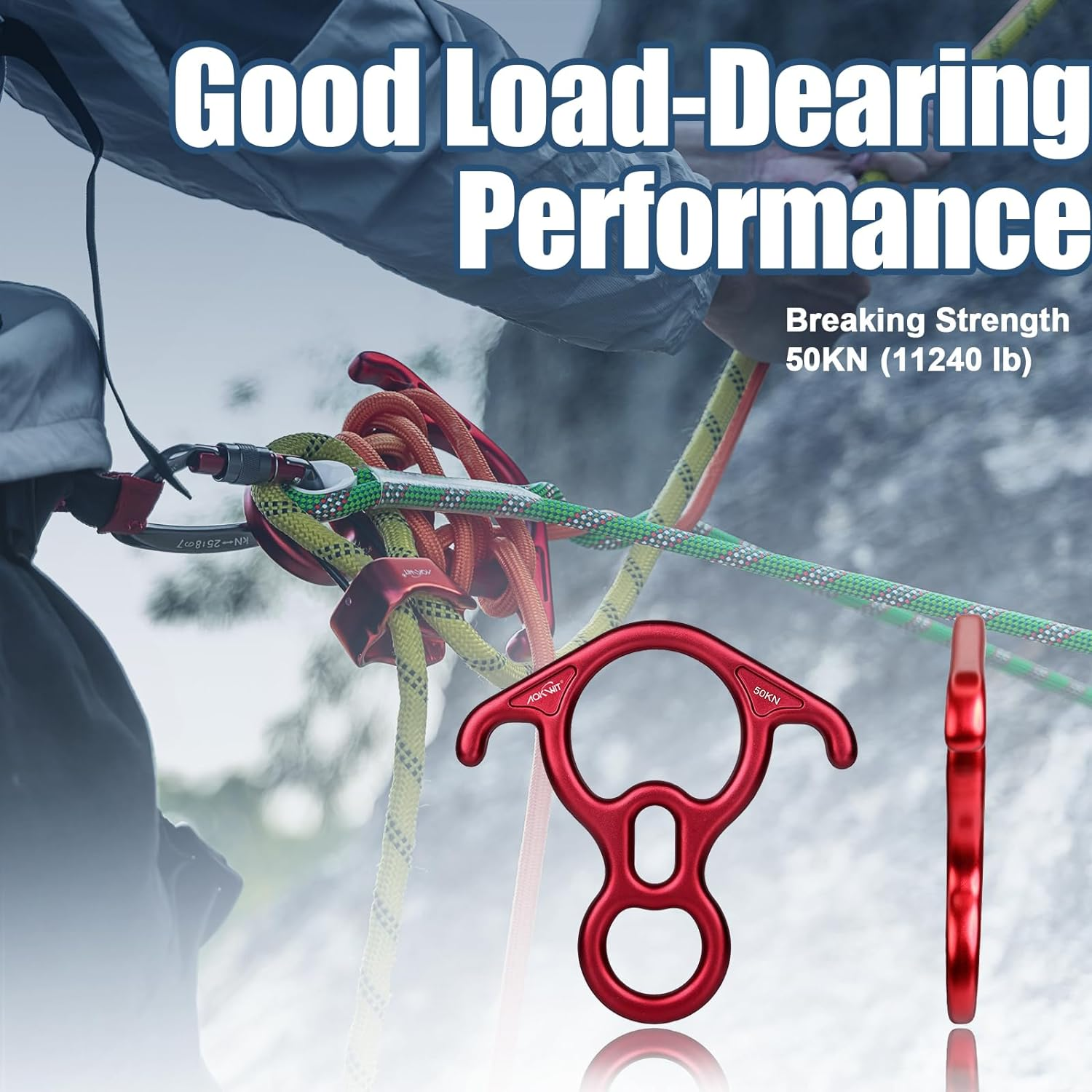 50KN Rescue Figure, 8 Descender Large Bent-Ear Belaying and Rappelling ...