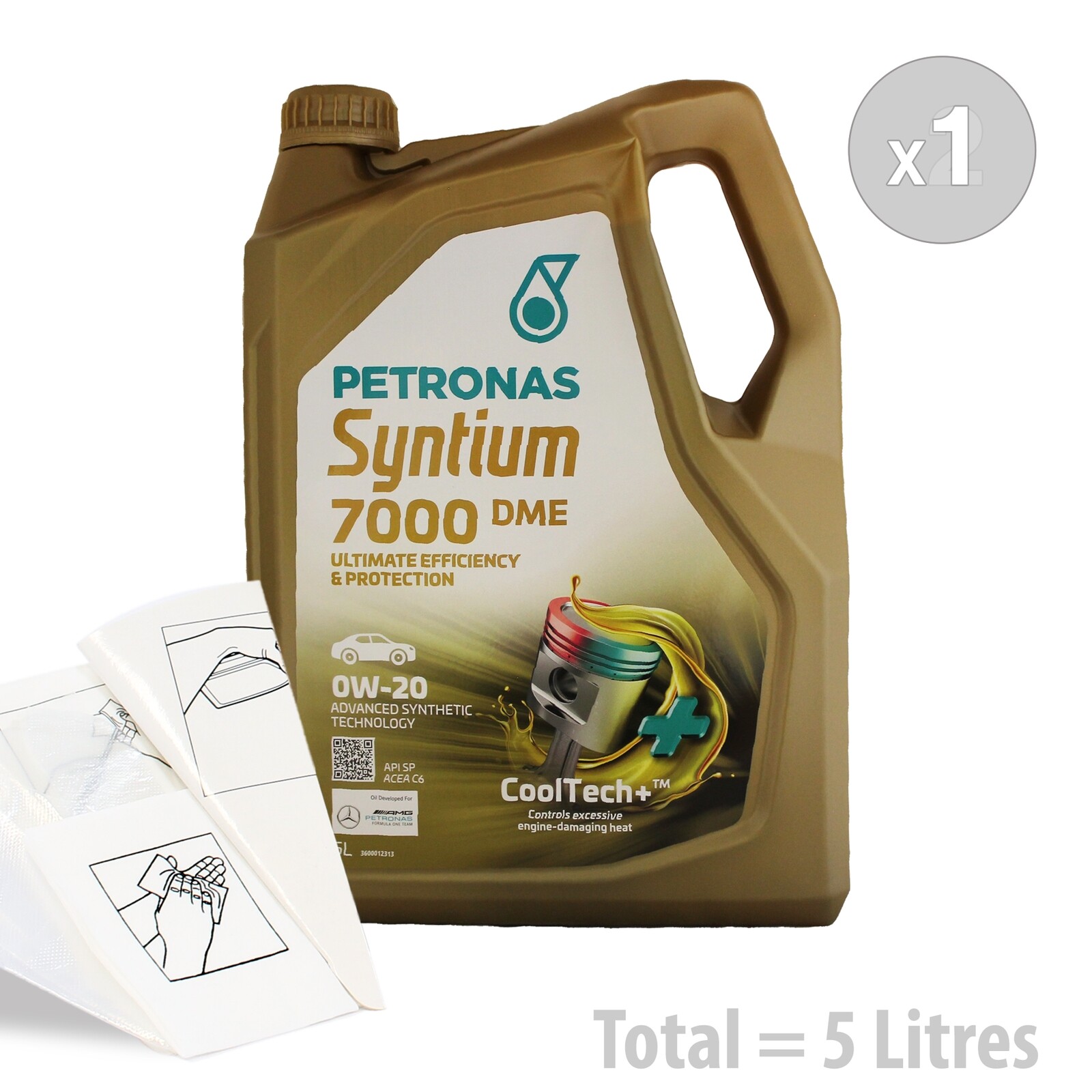 Car Engine Oil Service Kit / Pack 5 LITRES PETRONAS Syntium 7000 DME ...