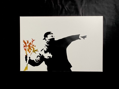 LARGE- Banksy Graffiti Street Art -RAGE On Gallery Canvas Painting ...