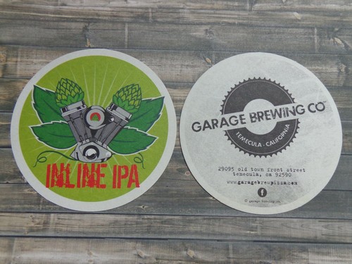 Beer Breweriana Coaster ~ GARAGE Brewing Co Inline IPA Temecula ...
