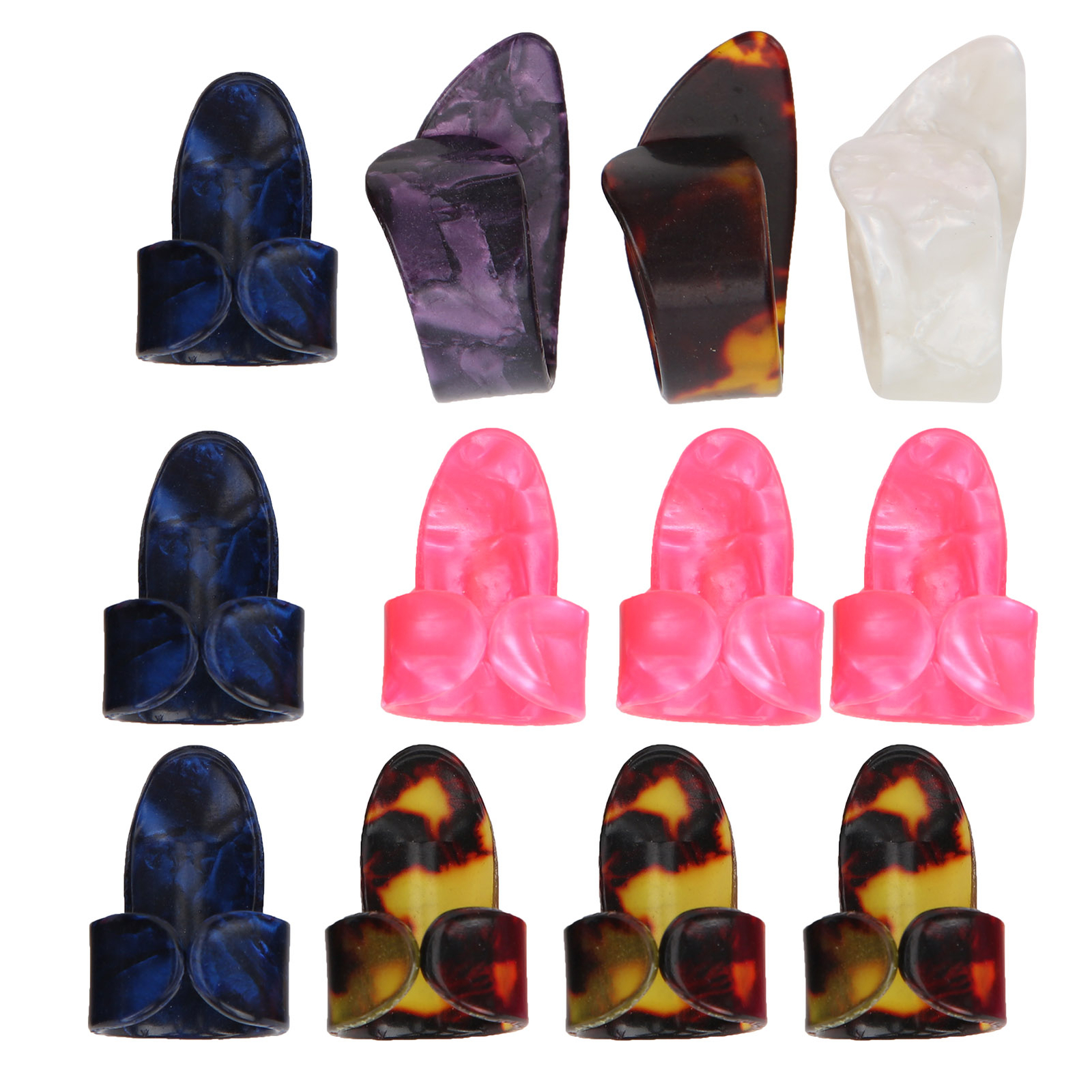 12Pcs Finger Picks Celluloid Thumb Index Finger Guitar With Storage Box ...