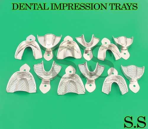 DENTAL STAINLESS STEEL PERFORATED +NON PER IMPRESSION TRAYS ...