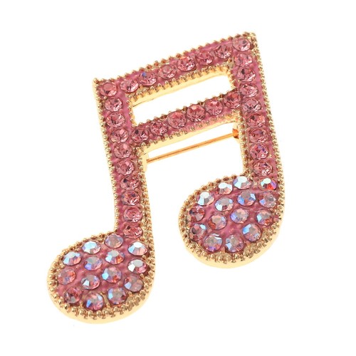 Gold Tone Metal Crystal Music Note Brooch P1511-PNK | eBay