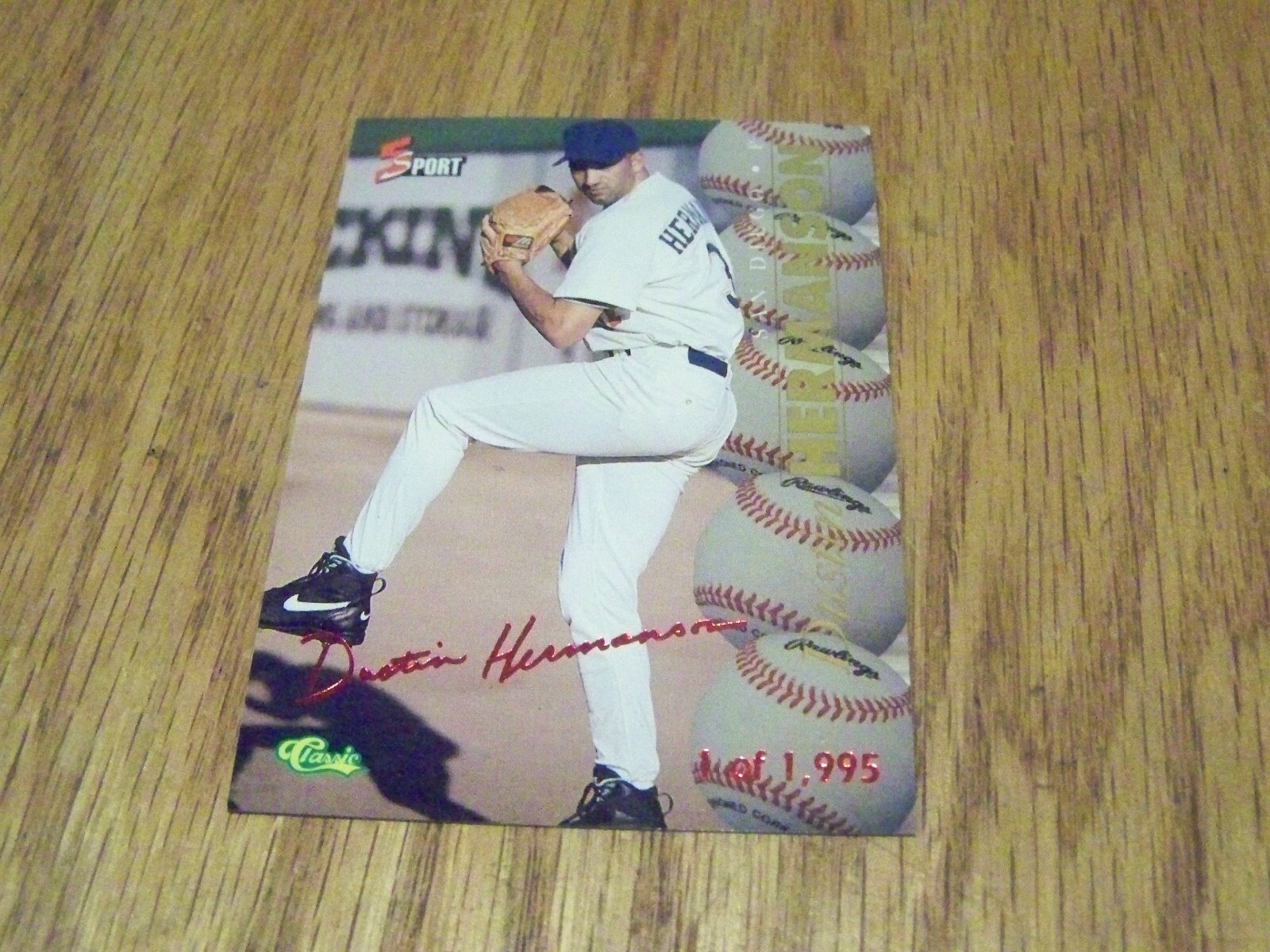 JUSTIN HERMANSON RED SIGNATURE 1995 CLASSIC 5 SPORT BASEBALL CARD 1 OF ...