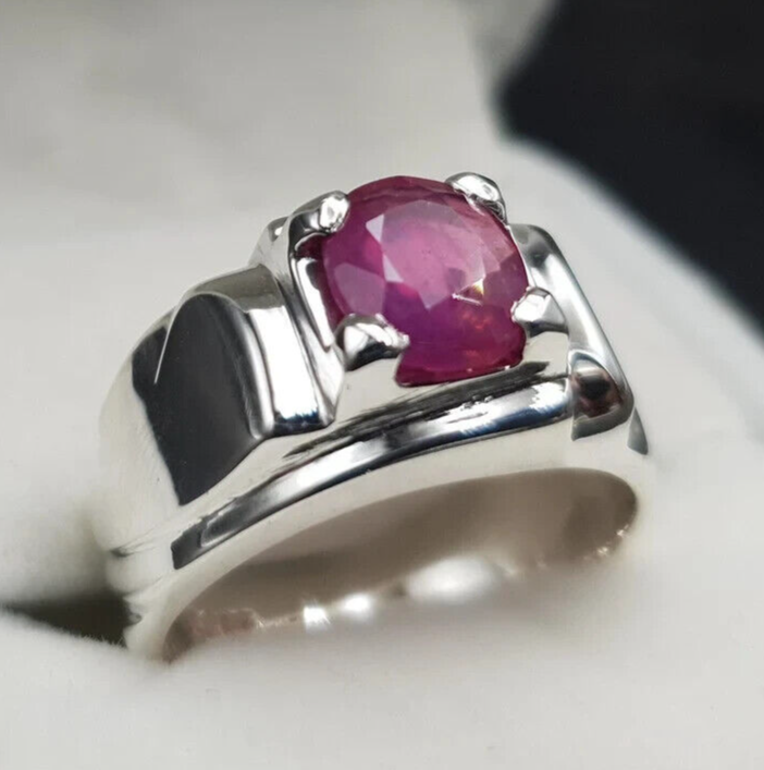 Natural Ruby Ring For Men 925 Sterling Silver Yakoot Ring Real Ruby ...