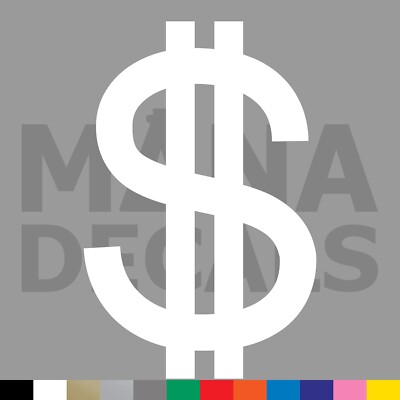 Dollar Sign Vinyl Die Cut Decal Sticker - Money Value Rich Currency ...