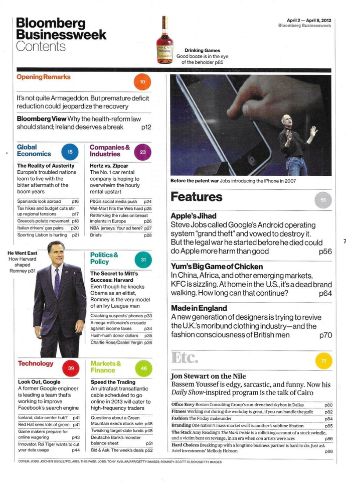 Bloomberg Businessweek Magazine Steve Jobs Apple KFC New Fashion ...