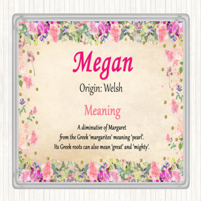 Megan Name Meaning Drinks Mat Coaster Floral | eBay UK