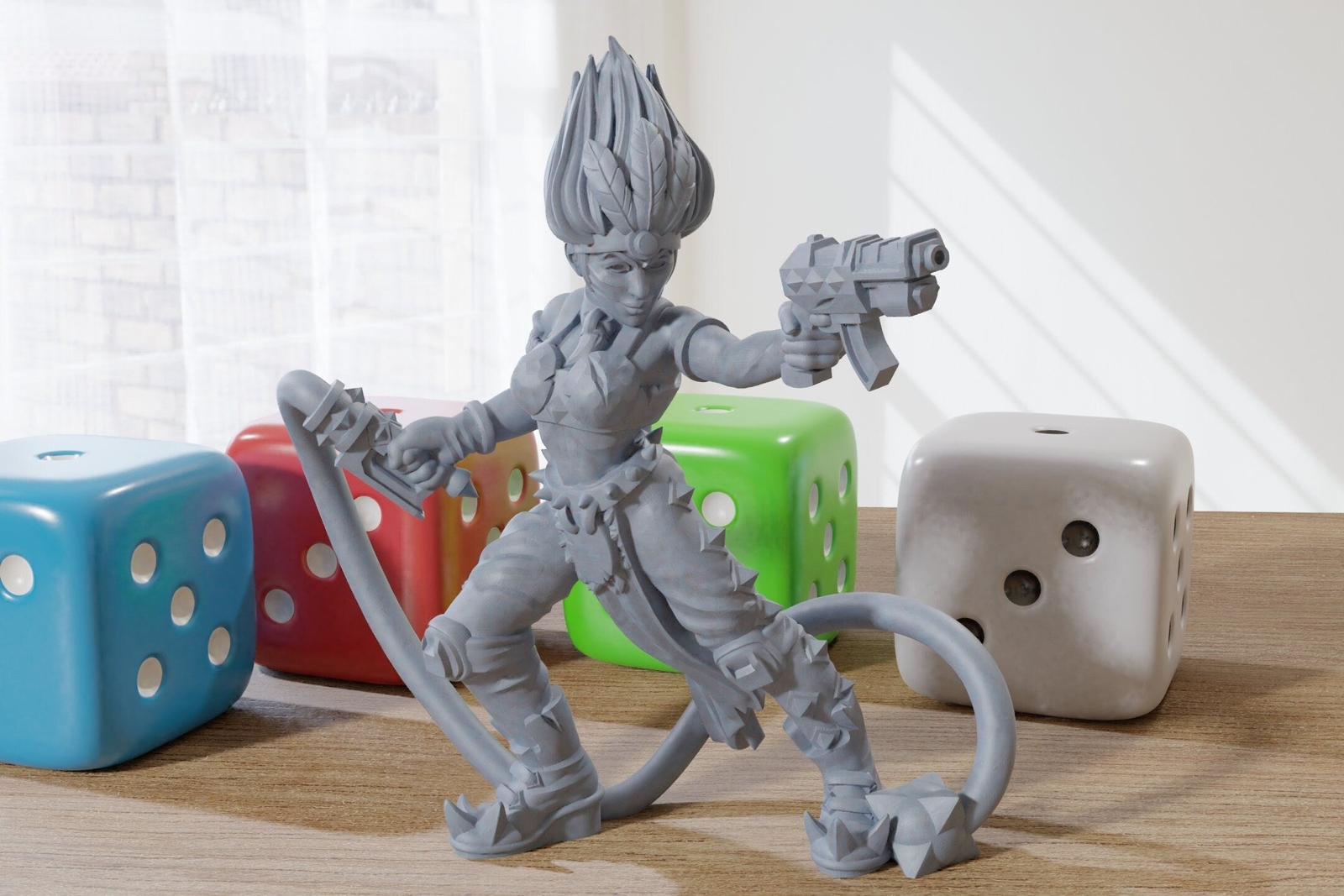 Punk Female with Whip - 3D Printed RPG Minifigure - Cyberpunk / Sci-Fi ...