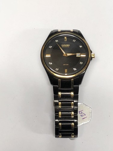 Citizen Eco-Drive WR 100 Watch Black/Gold Dial And Black Band (GS) | eBay