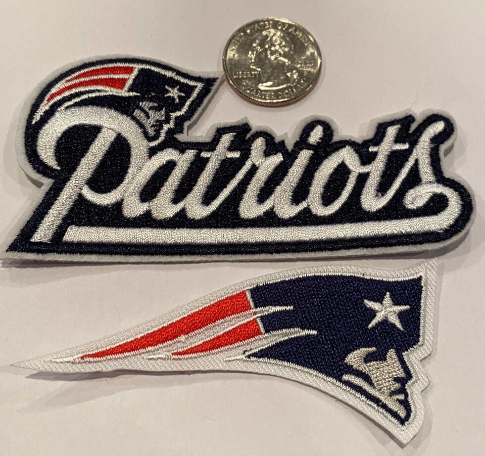 2-NEW ENGLAND PATRIOTS EMBROIDERED IRON On PATCHES. 4”x 2”/ 3.5”x 1.5 ...