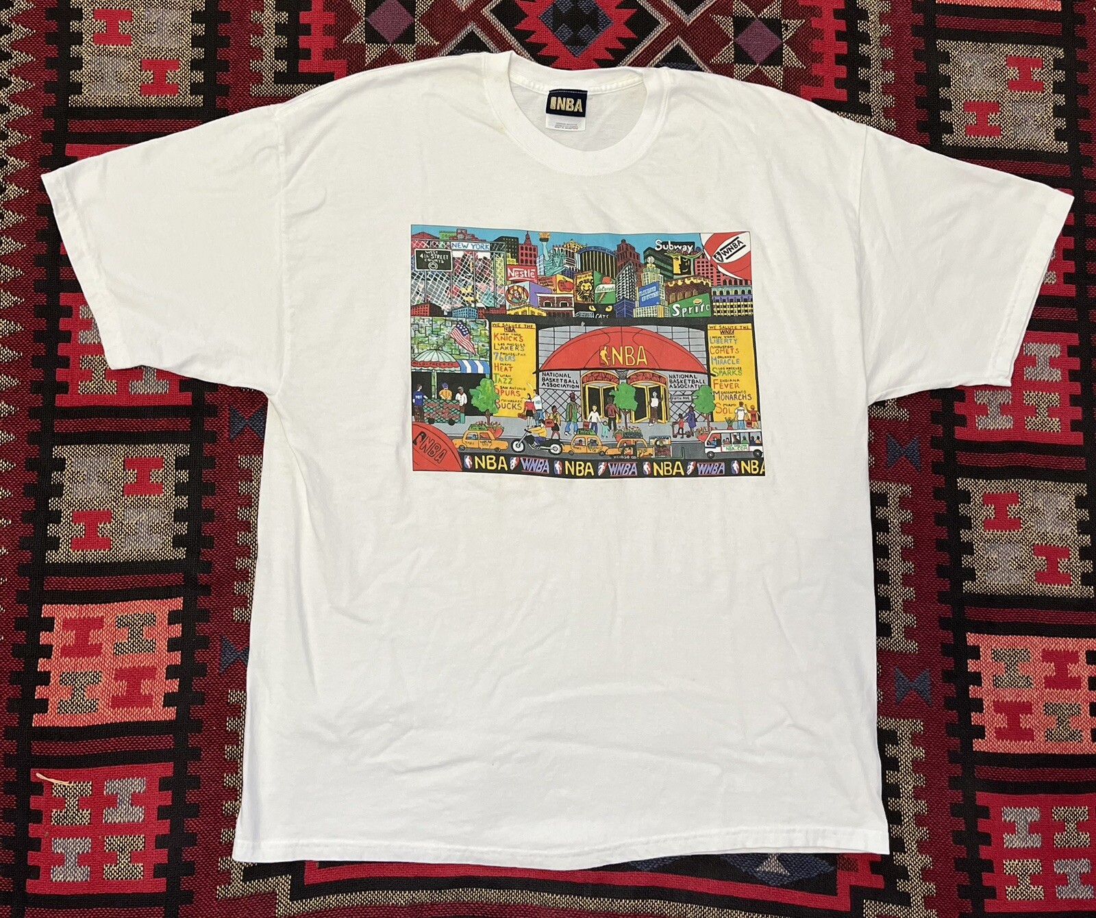 Vintage NBA Store Shirt Pat Singer NYC 5th Ave Illustration XL 90s Rare ...