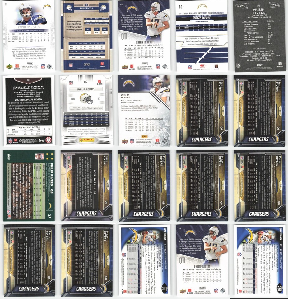 (100) Philip Rivers Lot NFL Football Cards Base Inserts Collection | eBay
