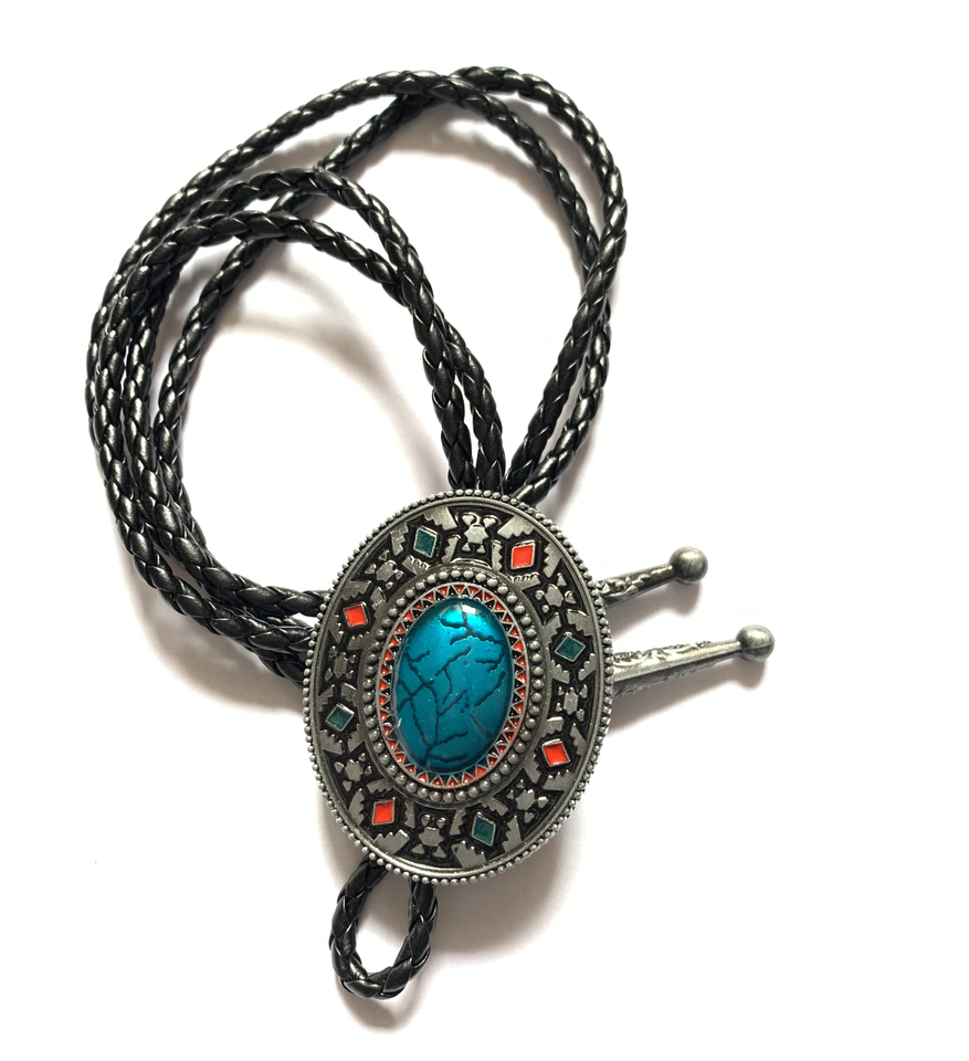 Western Cowboy Bolo Tie Black Stone Obsidian Rodeo Dance Necktie ...