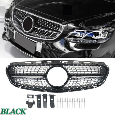 For 2014-2016 Mercedes Benz W212 E-Class E250 Black Diamond Look Front Grille Grill | Painted ...