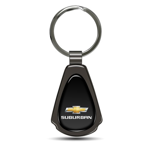 Chevrolet Suburban Black Dome Gunmetal Black Metal Teardrop Key Chain ...