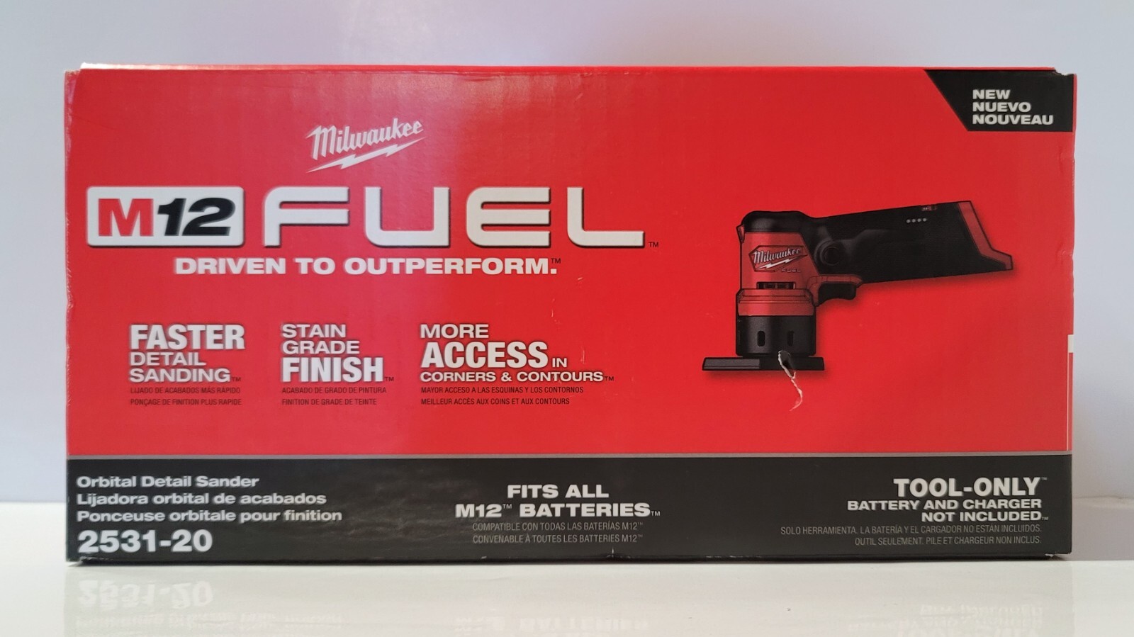 Milwaukee 2531-20 M12 FUEL 12V Orbital Detail Sander - Red for sale ...