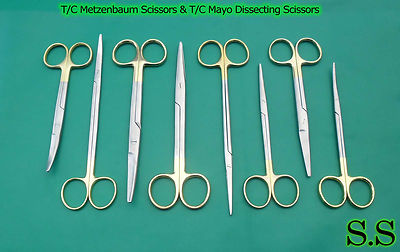 4 T/C METZENBAUM SCISSORS + 4 T/C MAYO DISSECTING SCISSORS STRAIGHT ...