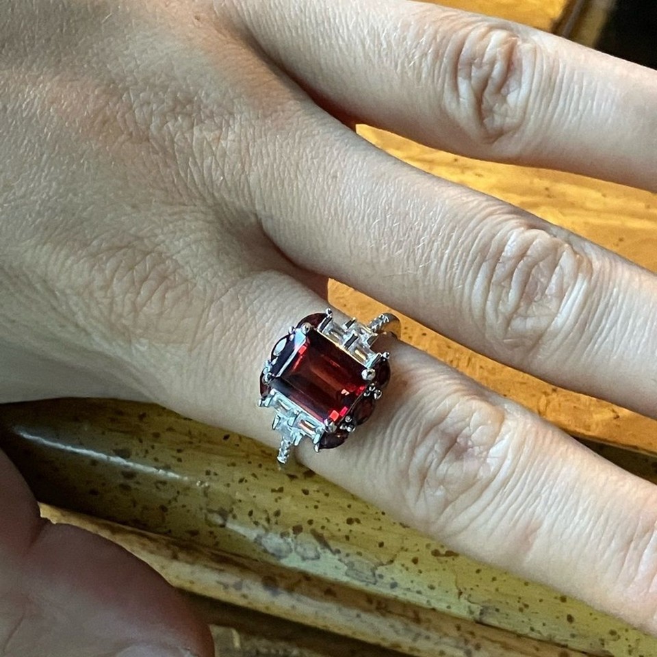 Red Labradorite Vermelho Red Garnet Sterling Silver Ring Size 8.75 | eBay