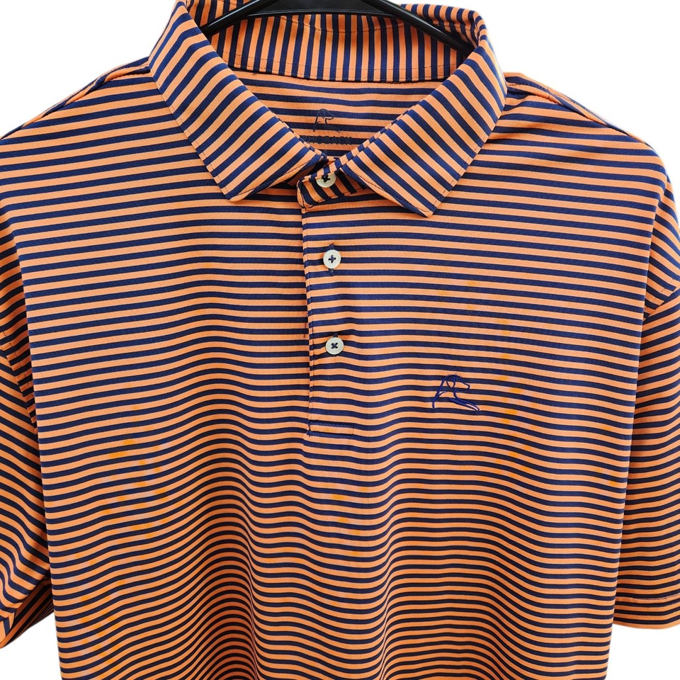 Rhoback Polo Shirt Men Large The Birdie Stripe Performance Golf Stretch ...