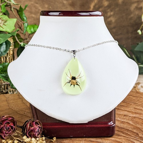 Spiny Orb Weaver Spider In Glow in Dark Silver Necklace jewelry ...