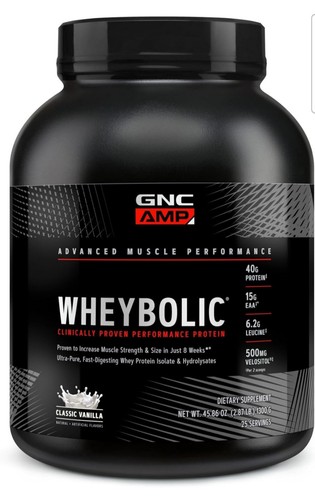 GNC AMP Wheybolic Protein Powder 25 Servings Increases Muscle Strength ...