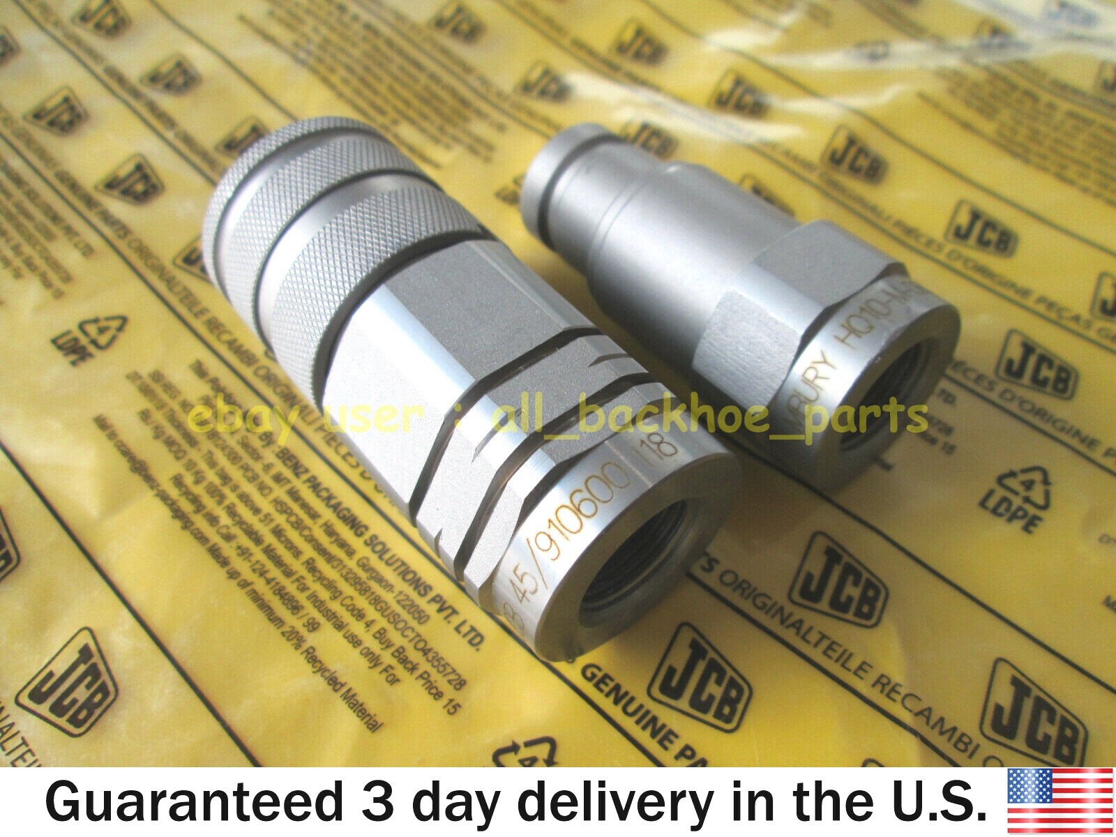 JCB BACKHOE - GENUINE JCB 3/8"BSP QUICK COUPLER, M/F (PART# 45/910600 ...