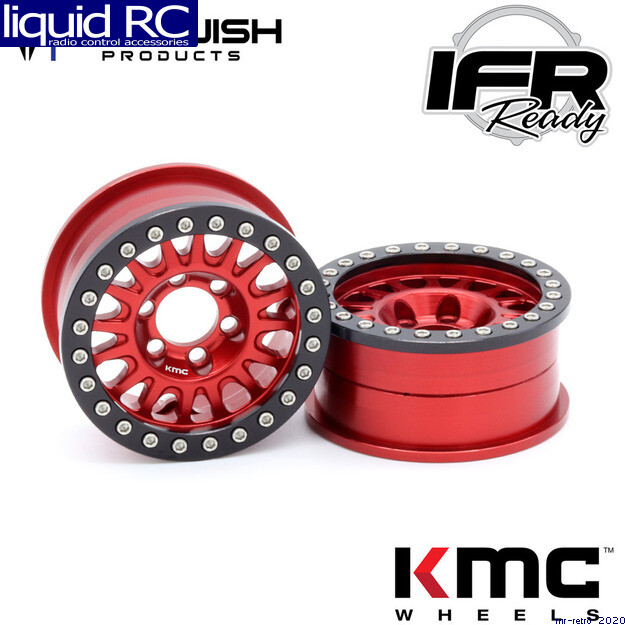 Vanquish VPS07804 1.9 Aluminum KMC KM445 Impact Beadlock Wheels Red (2 ...