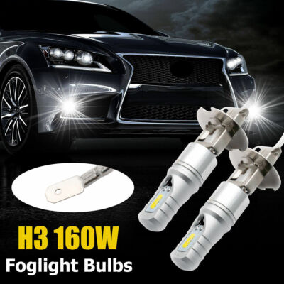 2X Universal H3 160W Foglight Bulbs Turn Signal Light 12V-24V Fit Auto ...