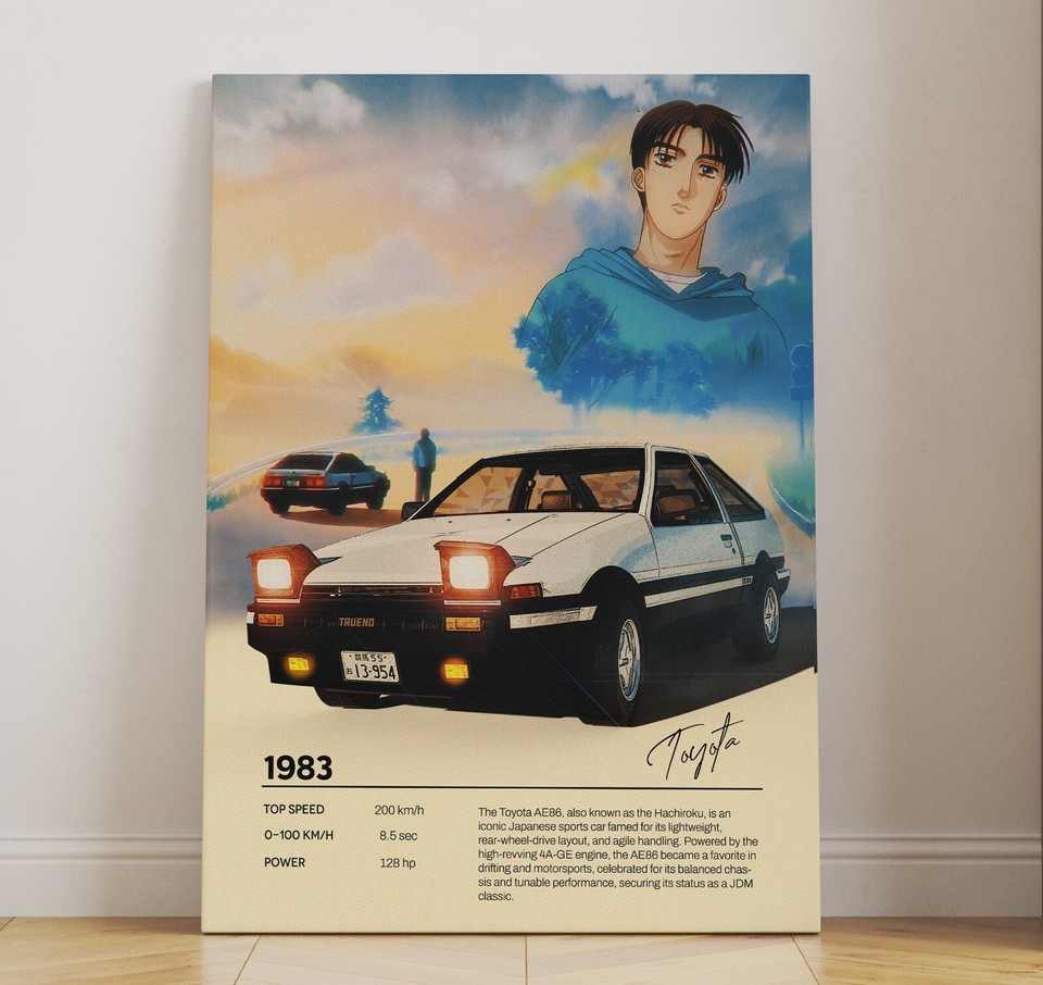 Initial D Collection: Iconic Characters & Cars - A1/A2/A3/A4 Canvas ...