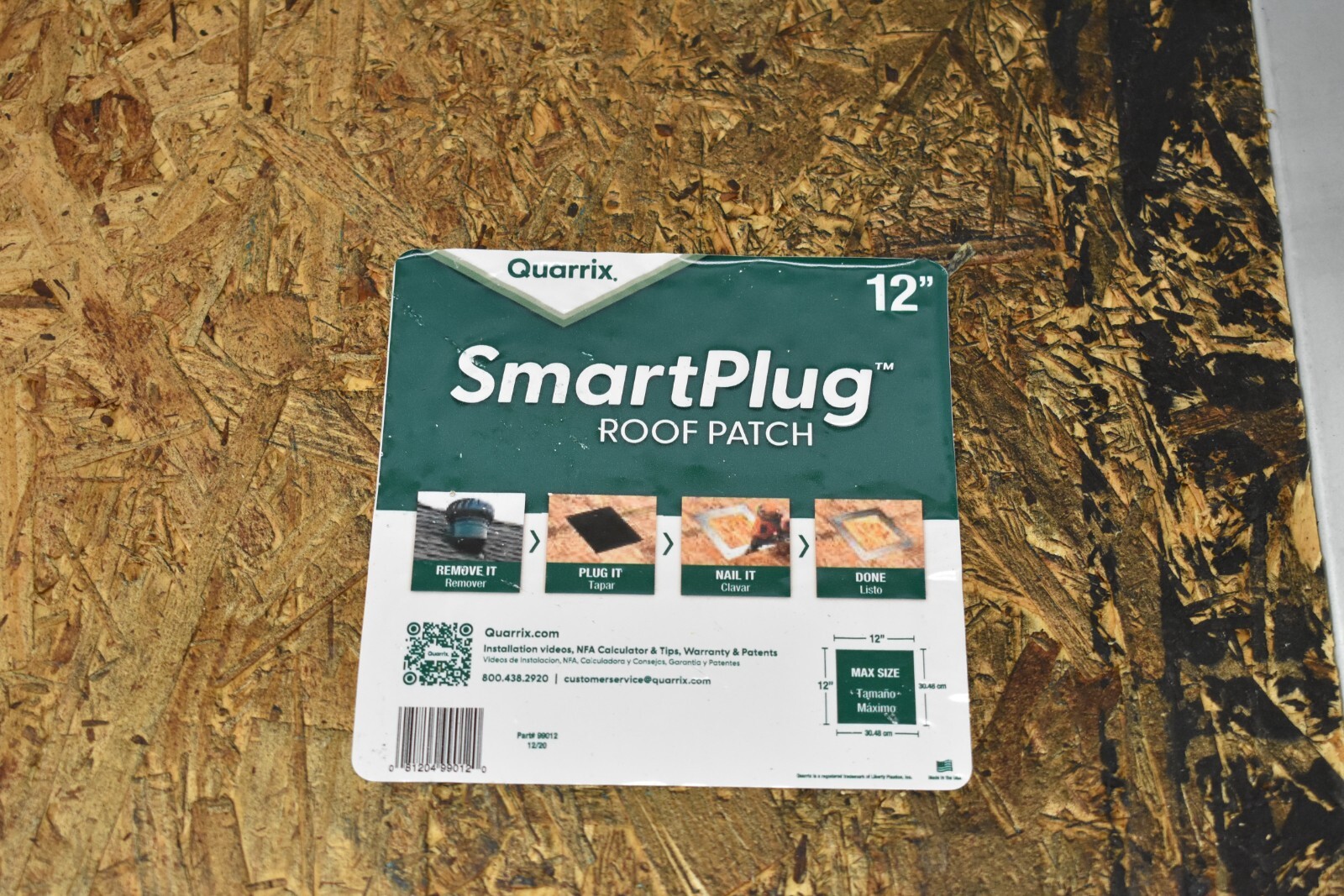 Quarrix Smart Plug Roof Patch 12" x 12" Metal Frame w Wood Panel Center ...