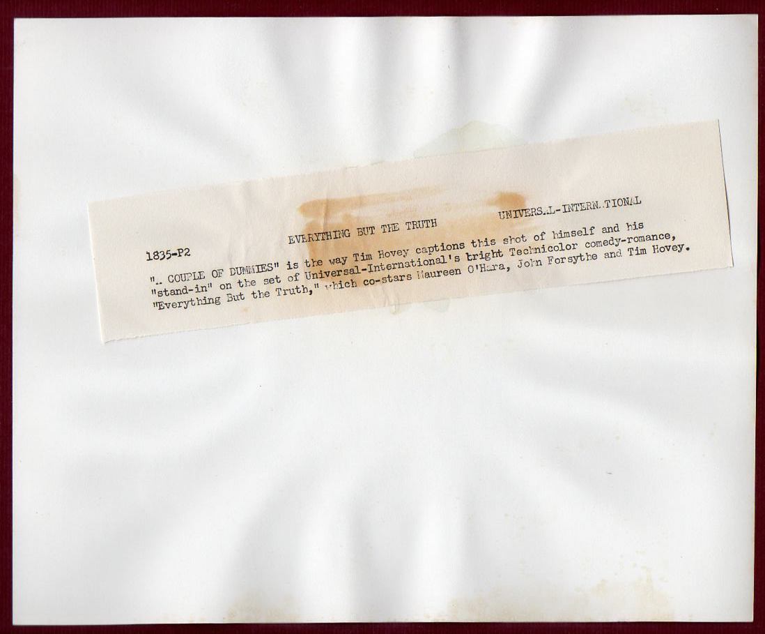 TIM HOVEY child actor with stand-in dummy EVERYTHING BUT THE TRUTH Orig ...