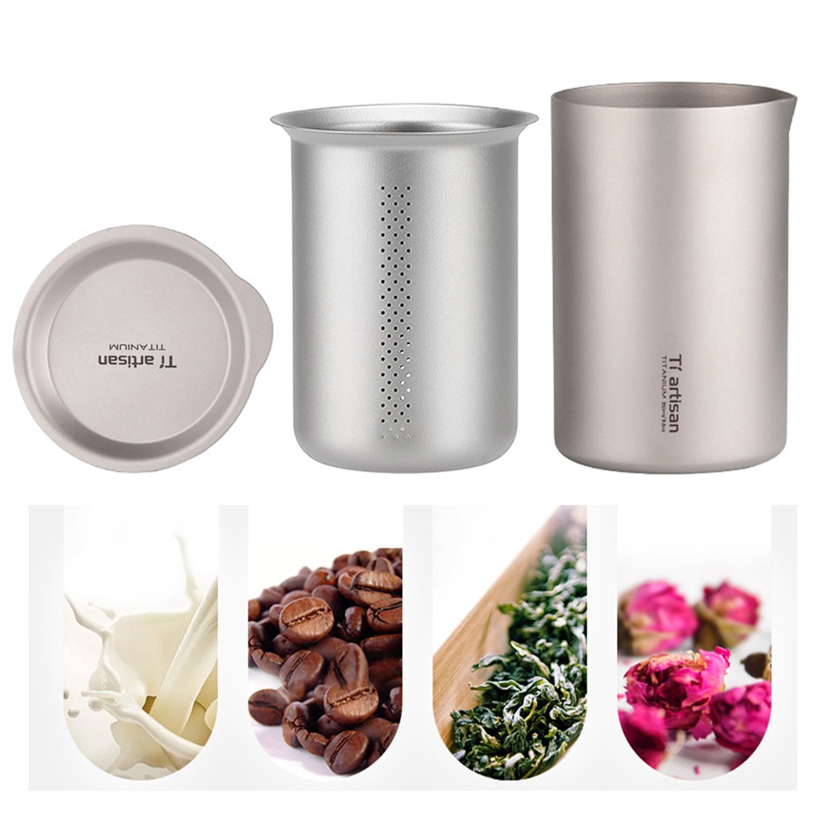 Premium Titanium Tea Cup with Strainer Rust proof and Beautifully ...