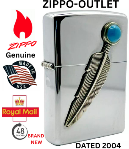 Brand New 2004 ZIPPO Lighter Beautiful INDIAN FEATHER Stunning Epoxy ...