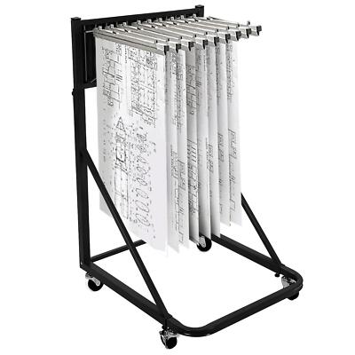Mobile Blueprint Holder Storage Rack Hanging Poster Display w/12 ...