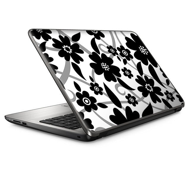 Universal Laptop Skins wrap for 15" - Black white Flower Print | eBay