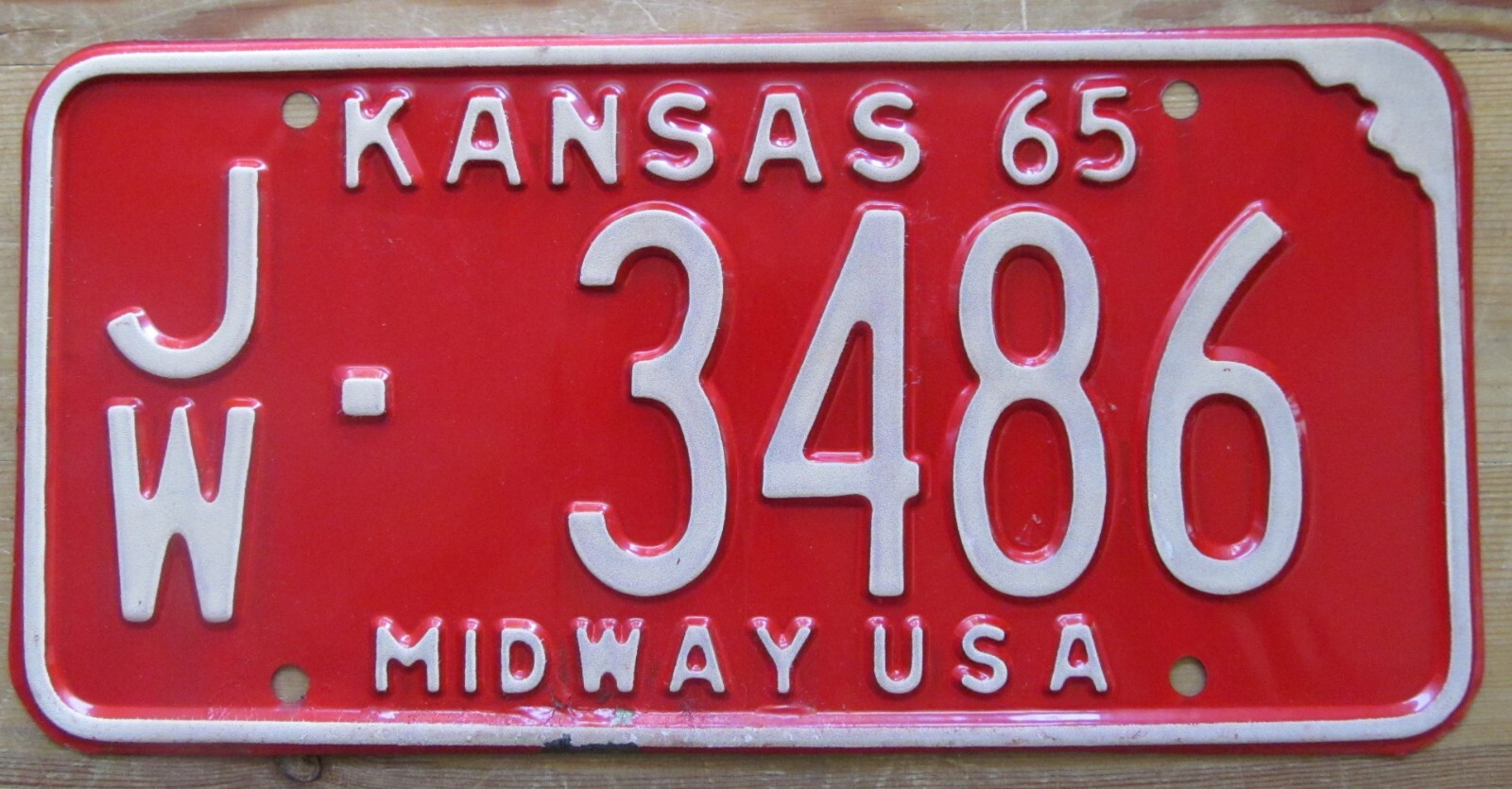 Kansas 1965 JEWEL COUNTY MIDWAY USA License Plate HIGH QUALITY # JW ...