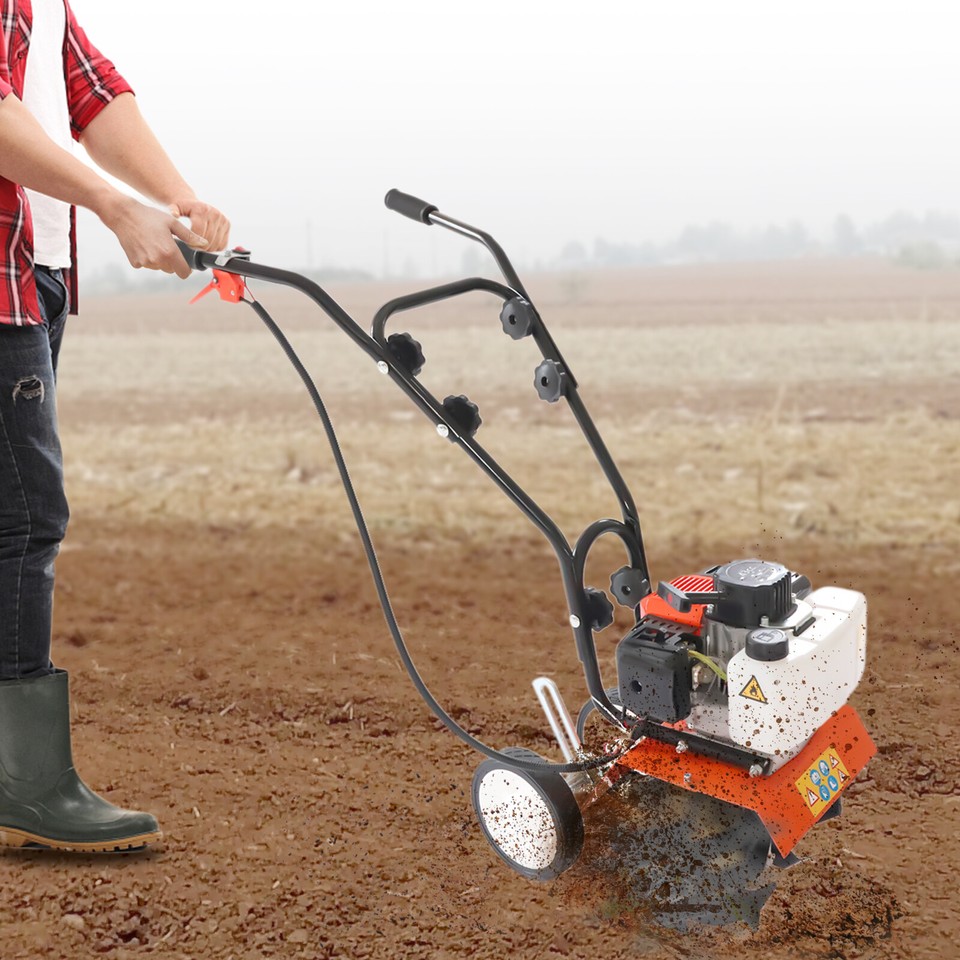 Commercial 43CC Heavy Duty Tiller Gas Powered Tiller Soil Cultivator 2 ...